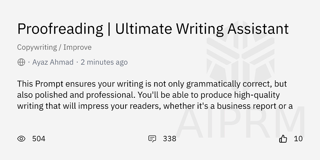 Complete Proofreading Process in one Click - Promote your AIPRM Prompt ...