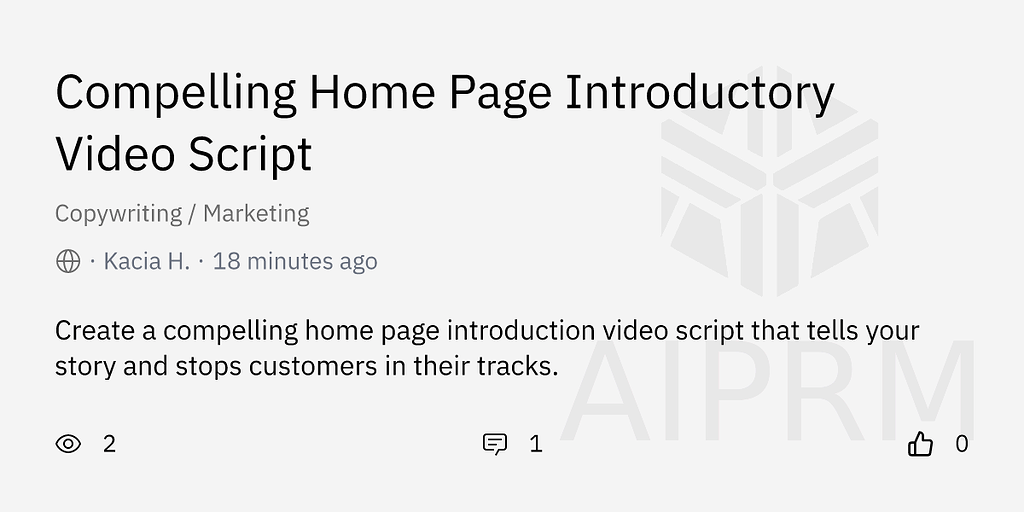 Create a compelling home page introduction video script that tells your ...
